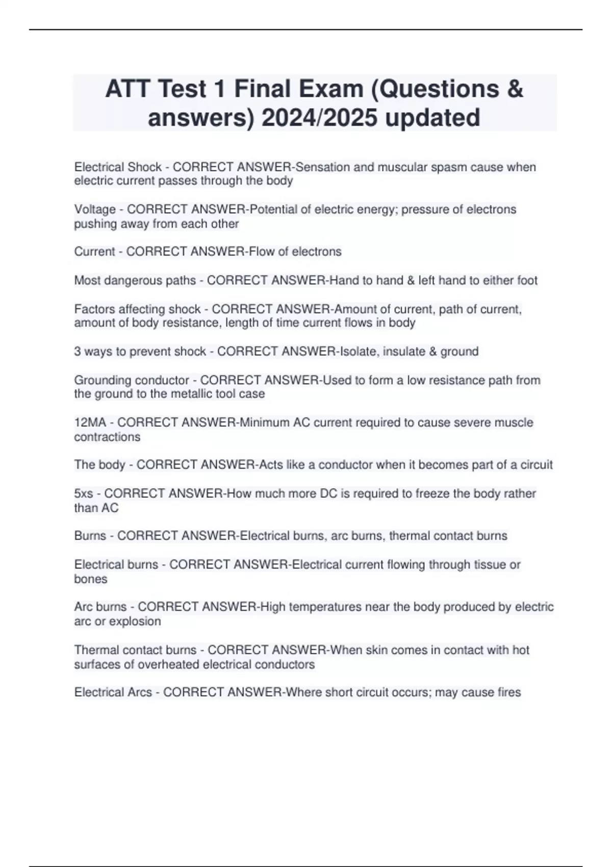 Package deal for ATT Test 1 Final Exam (Questions & answers) 2024/2025 ...