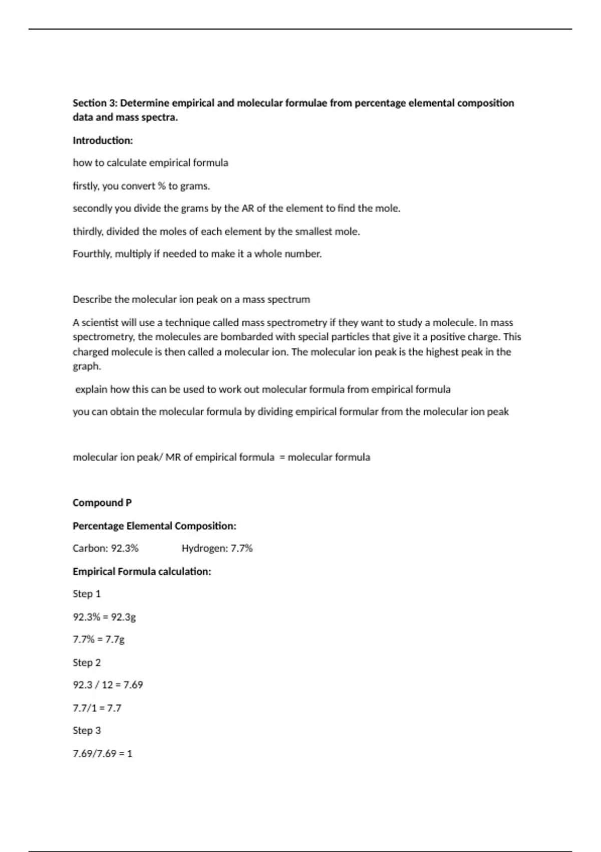 applied science - unit 19 b part 3- chemistry -Determine empirical and ...