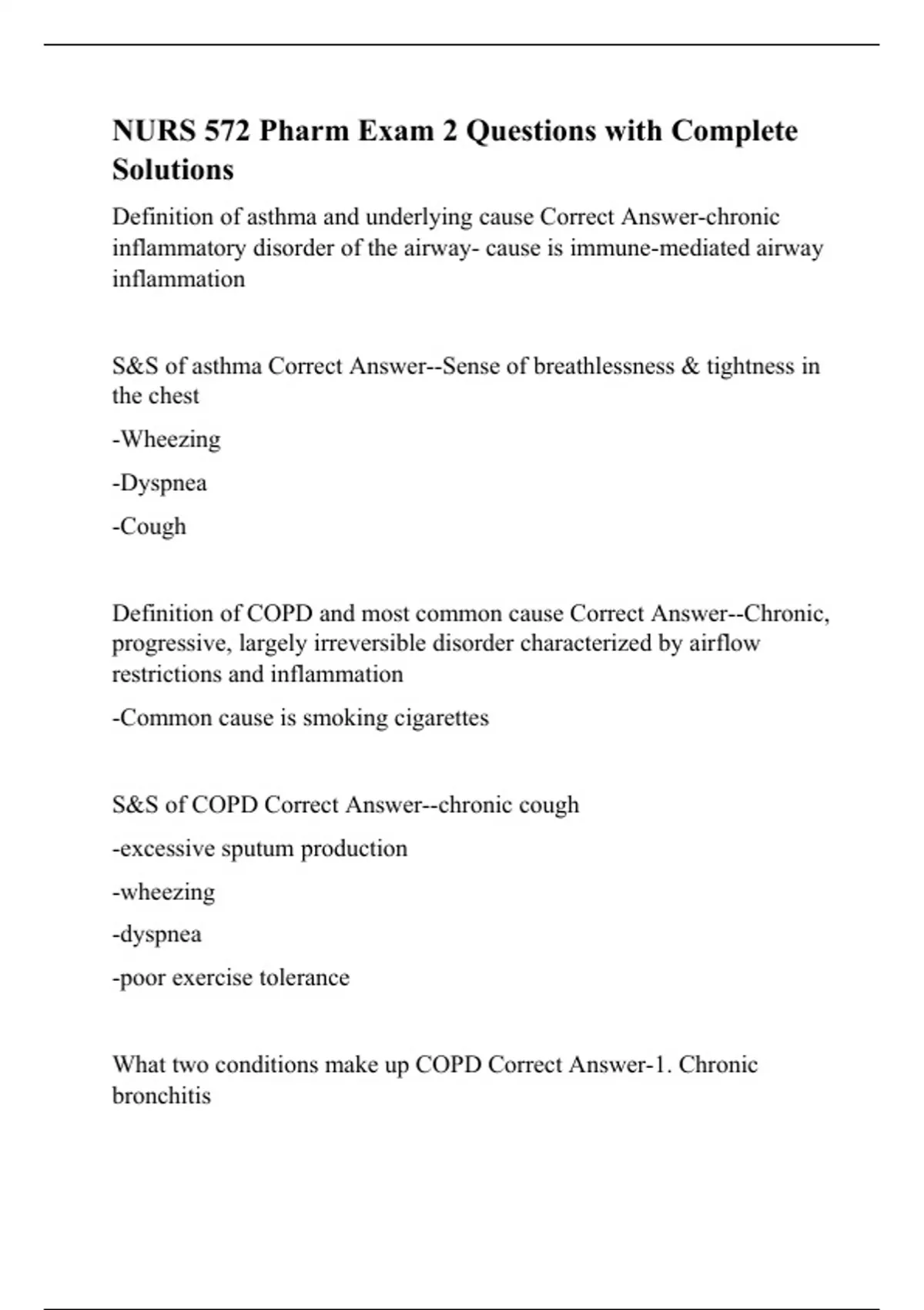 NURS 572 Pharm Exam 2 Questions with Complete Solutions - Nursing ...