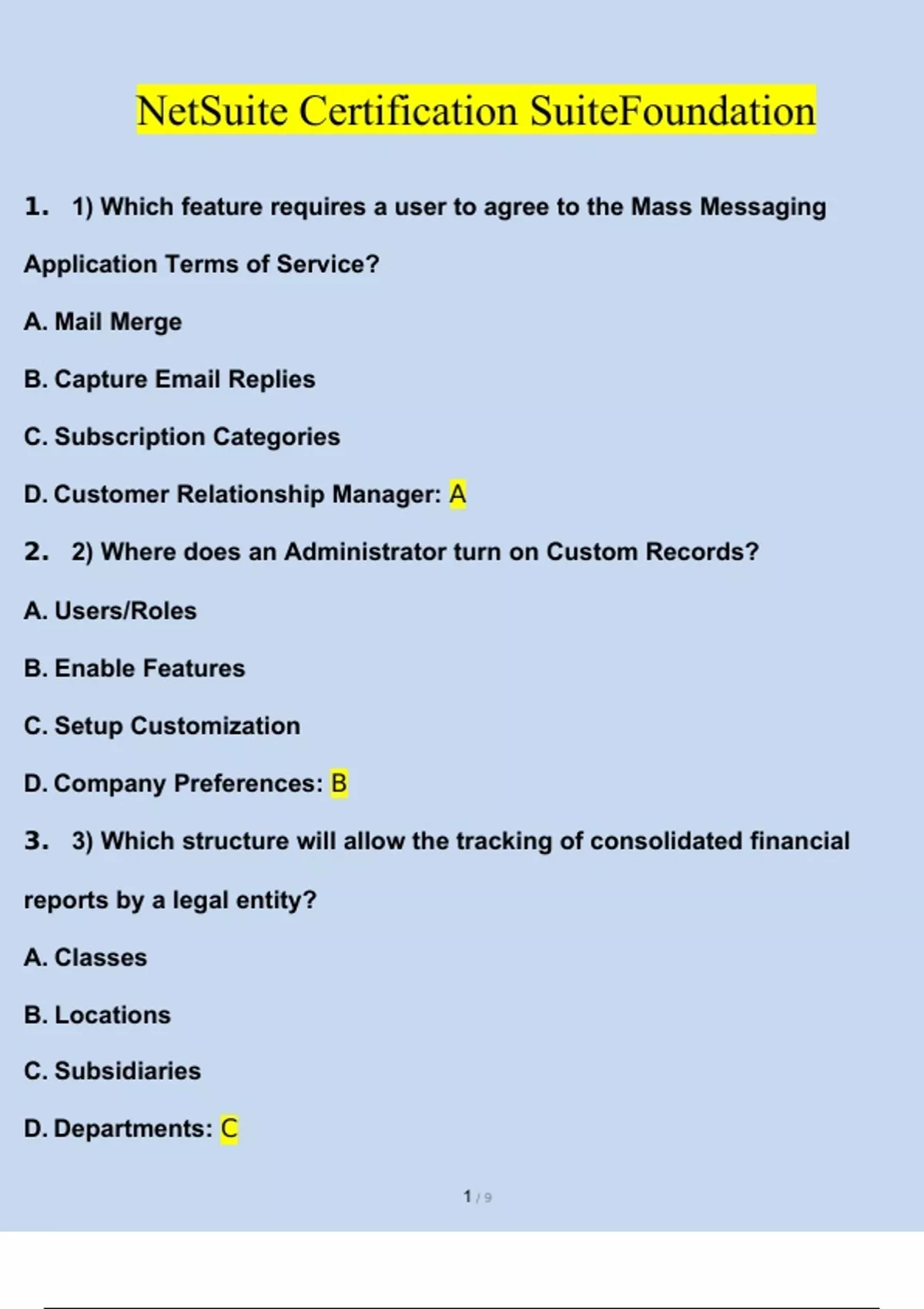 NetSuite Certification SuiteFoundation Questions and Answers (2024 / ...