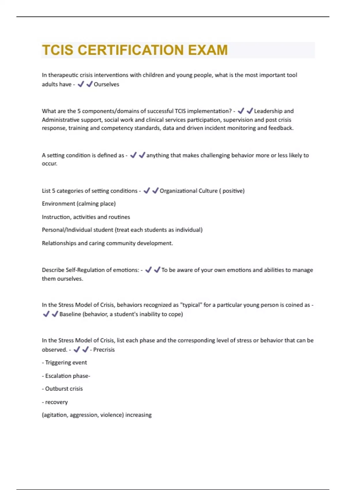 TCIS CERTIFICATION EXAM QUESTIONS & ANSWERS SOLVED 100% CORRECT! - TCIS CERTIFICATION - Stuvia US