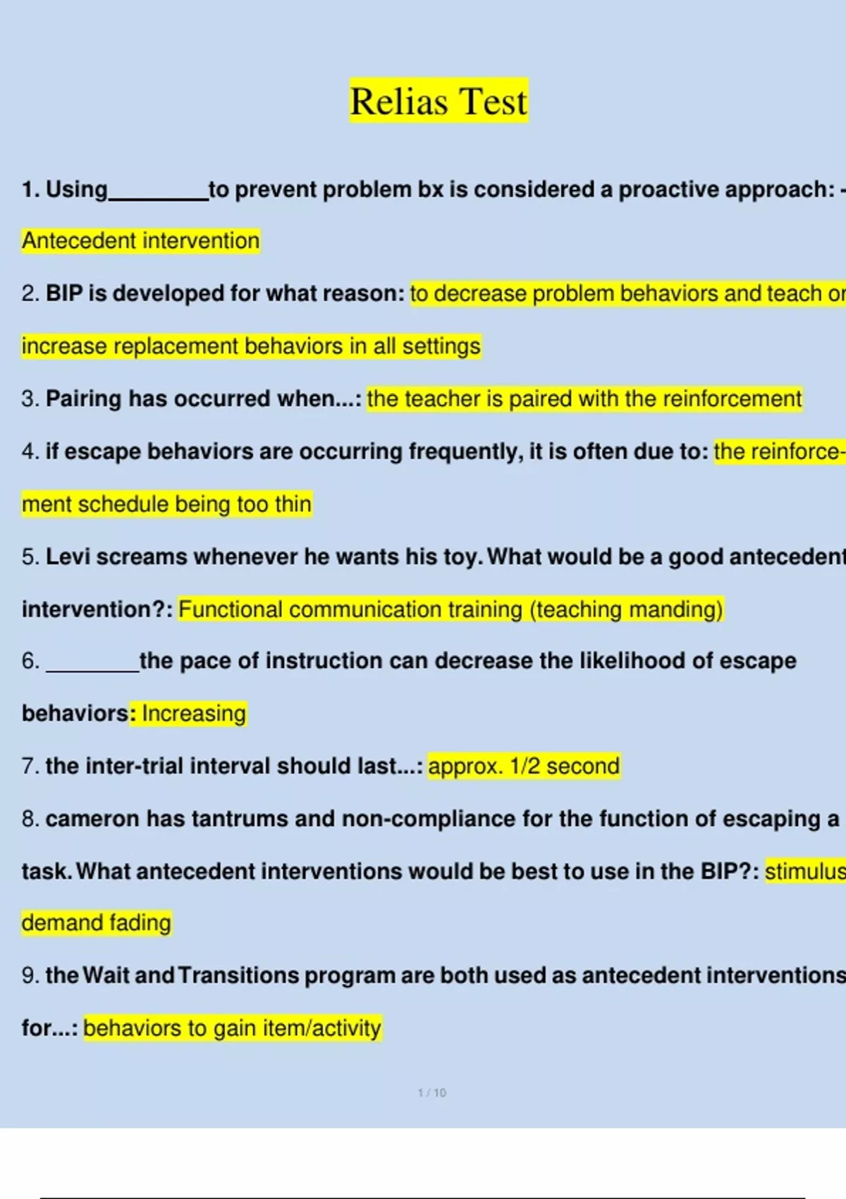 Relias Test Solved 100% Correct |2024/2025 Correct Questions and ...