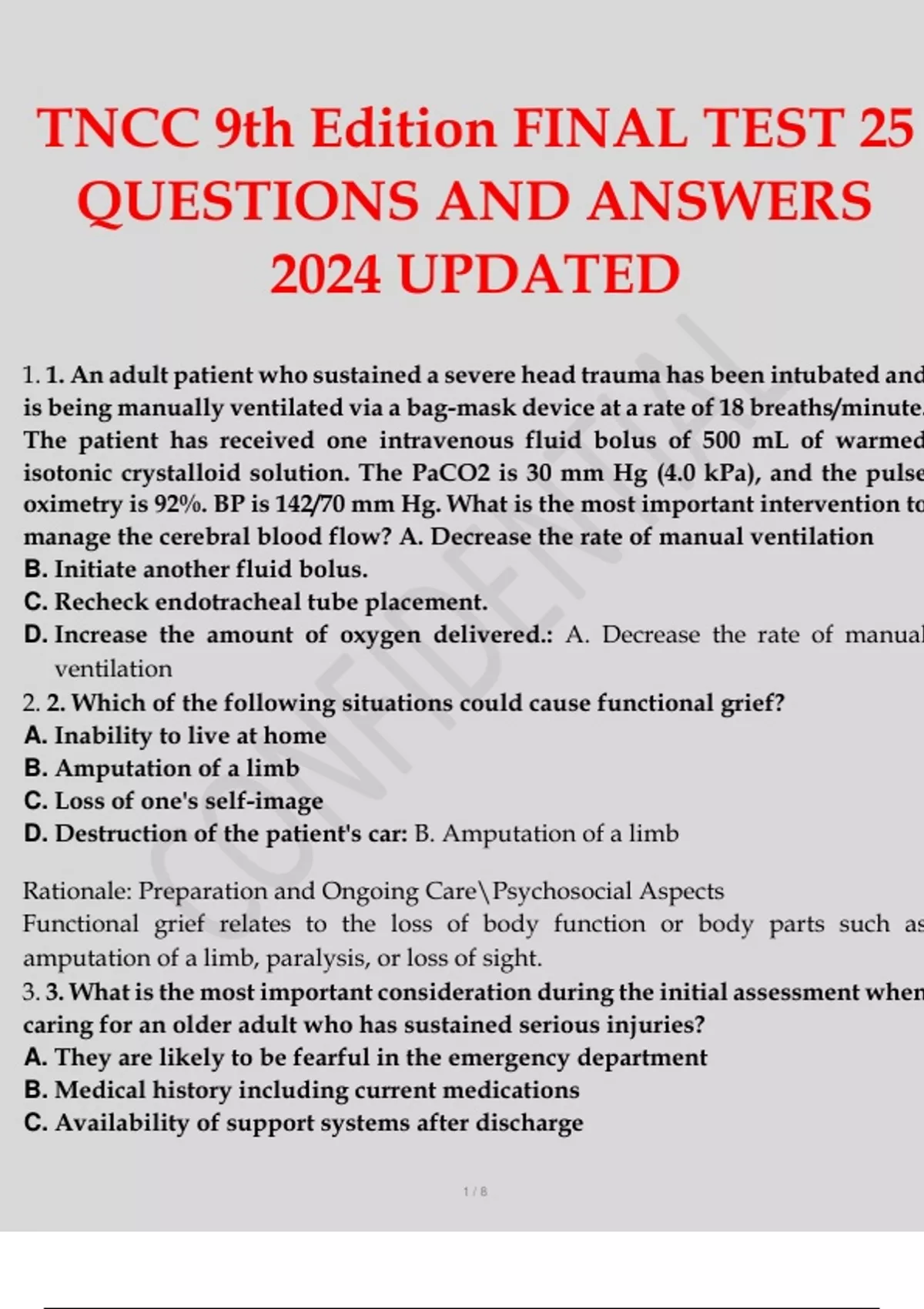 TNCC 9th Edition FINAL TEST 25 QUESTIONS AND ANSWERS 2024 UPDATE - TNCC ...