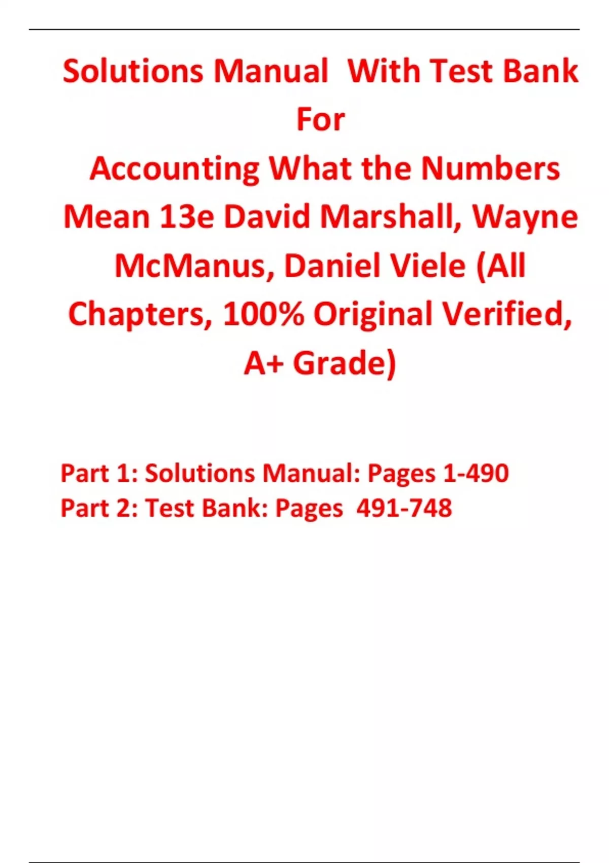 Solutions Manual With Test Bank for Accounting What the Numbers Mean ...