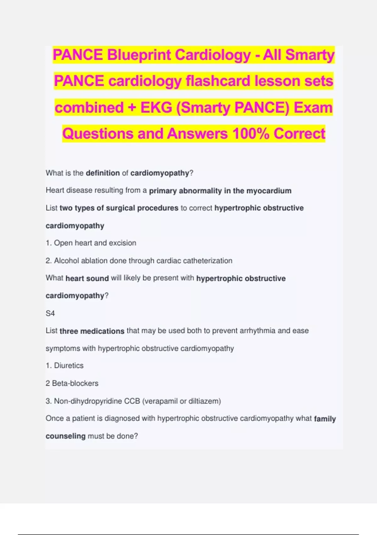 PANCE Blueprint Cardiology - All Smarty PANCE cardiology flashcard ...
