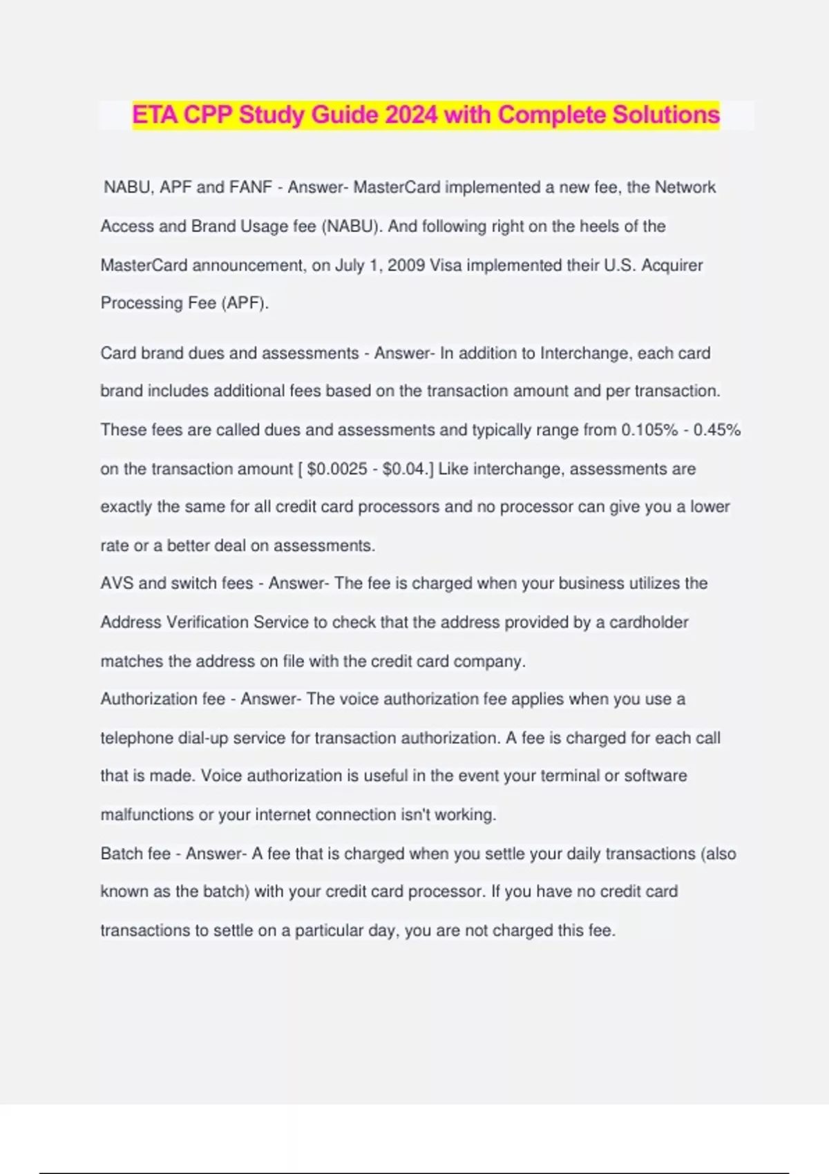 ETA CPP Study Guide 2024 with Complete Solutions - ETA - Stuvia US