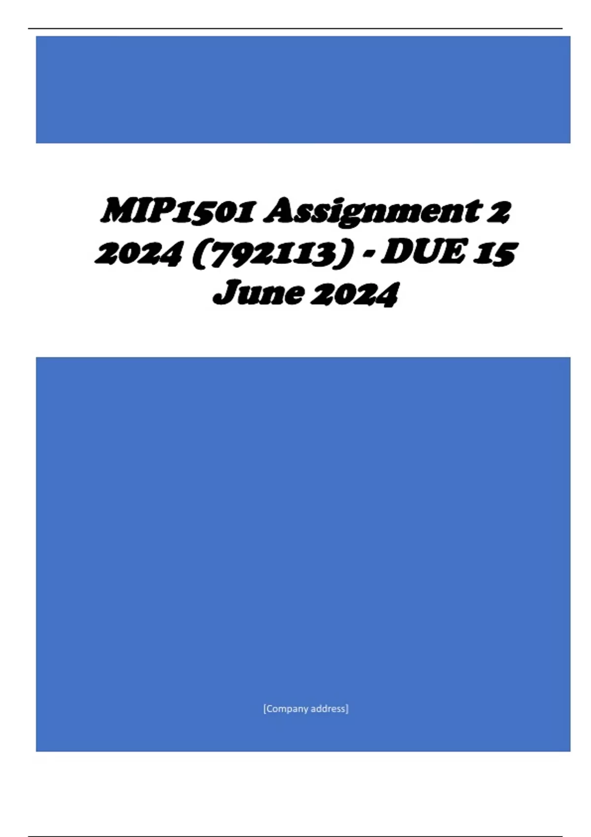 MIP1501 Assignment 2 2024 (792113) - DUE 15 June 2024 - MIP1501 ...