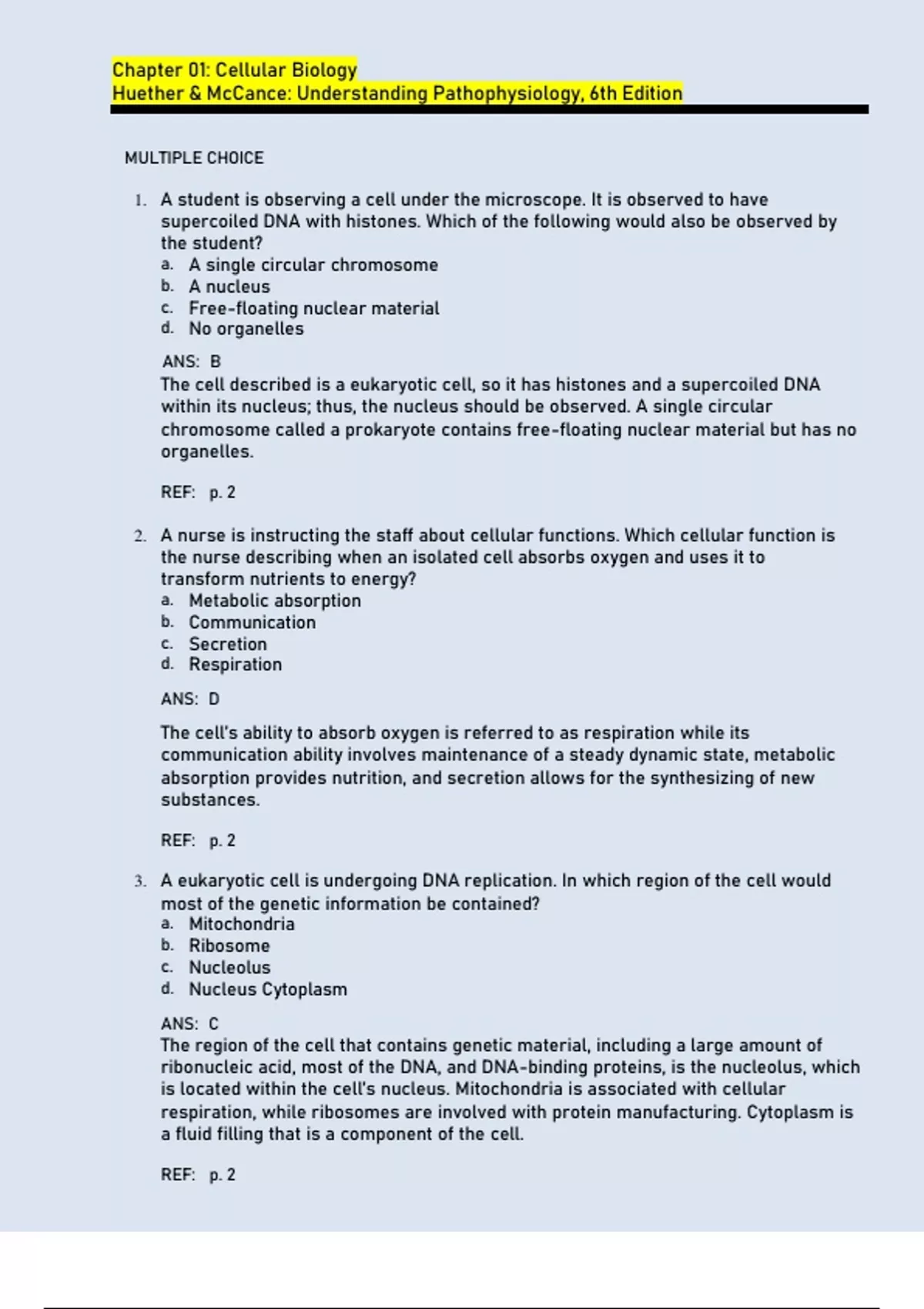 Test Bank For Understanding Pathophysiology,7th Edition - Understanding ...