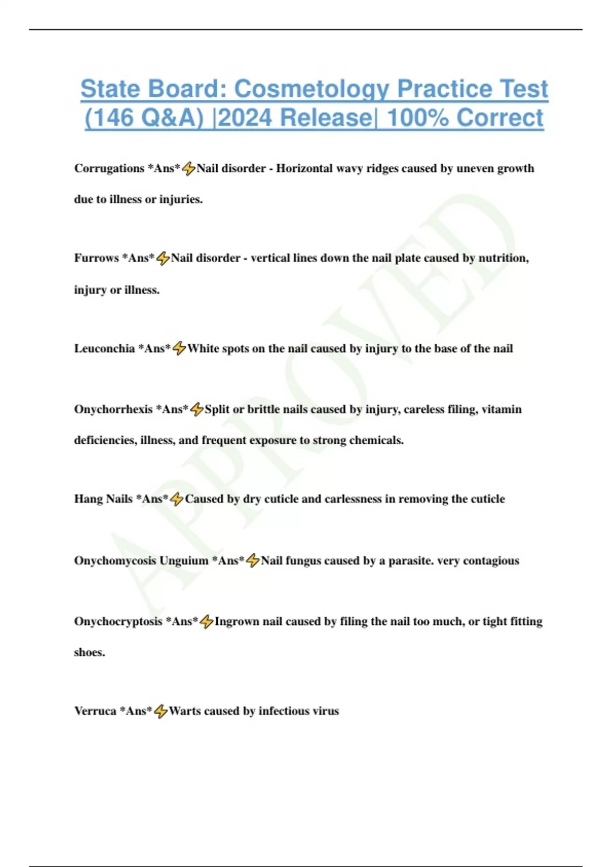 State Board: Cosmetology Practice Test (146 Q&A) |2024 Release| 100% ...