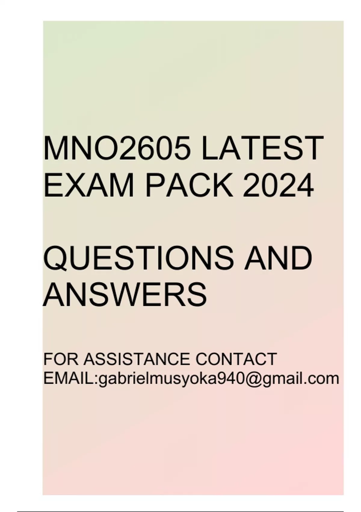 MNO2605 Exam Pack 2024(Questions and answers) - MNO2605 - Stuvia SA