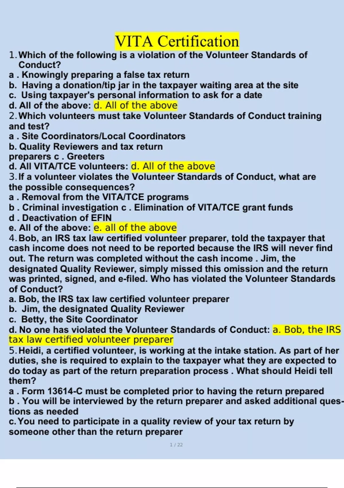 VITA Certification 2024/2025 Questions and Answers (100% Correct ...