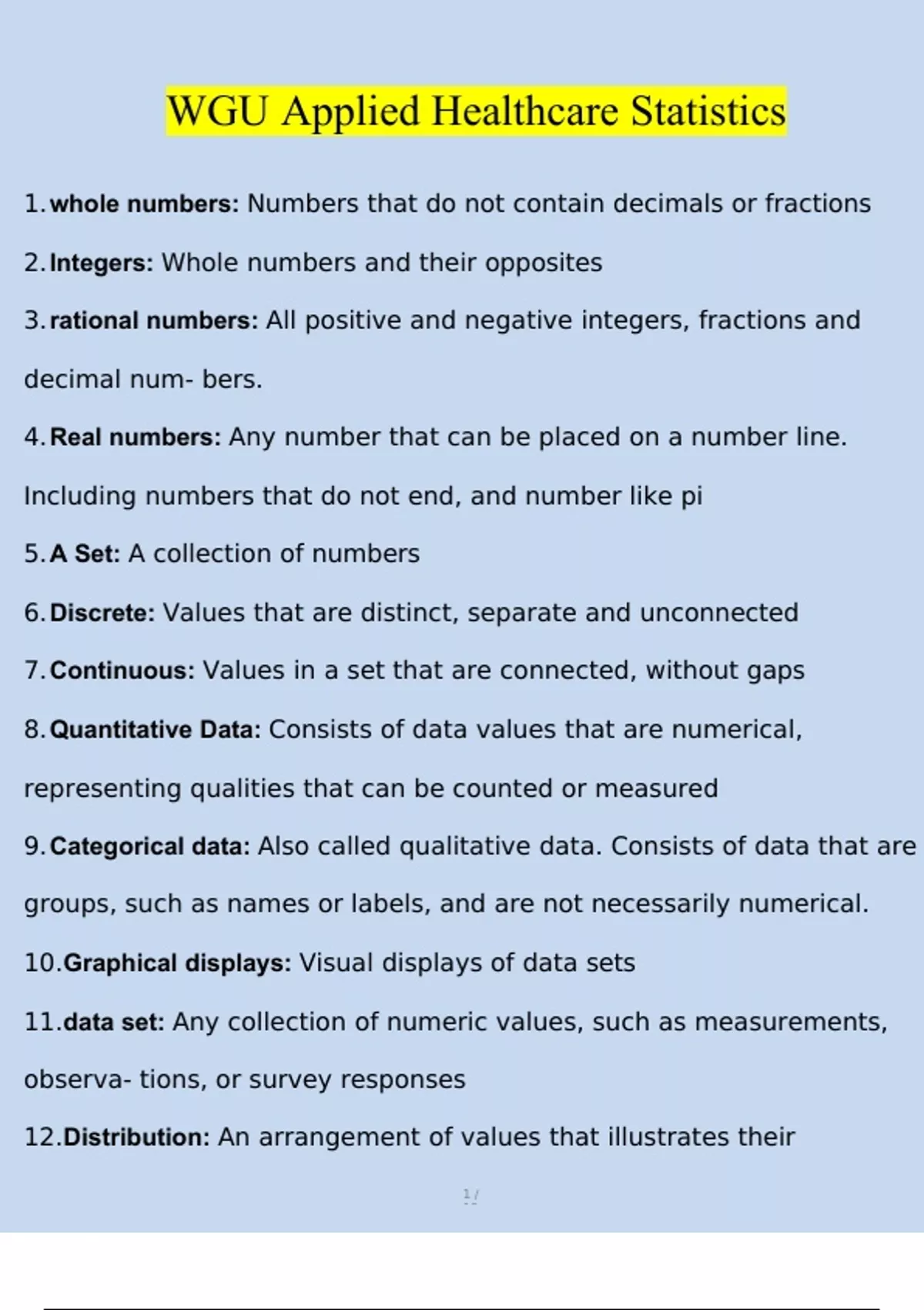 WGU Applied Healthcare Statistics Questions and Answers (2024 / 2025 ...