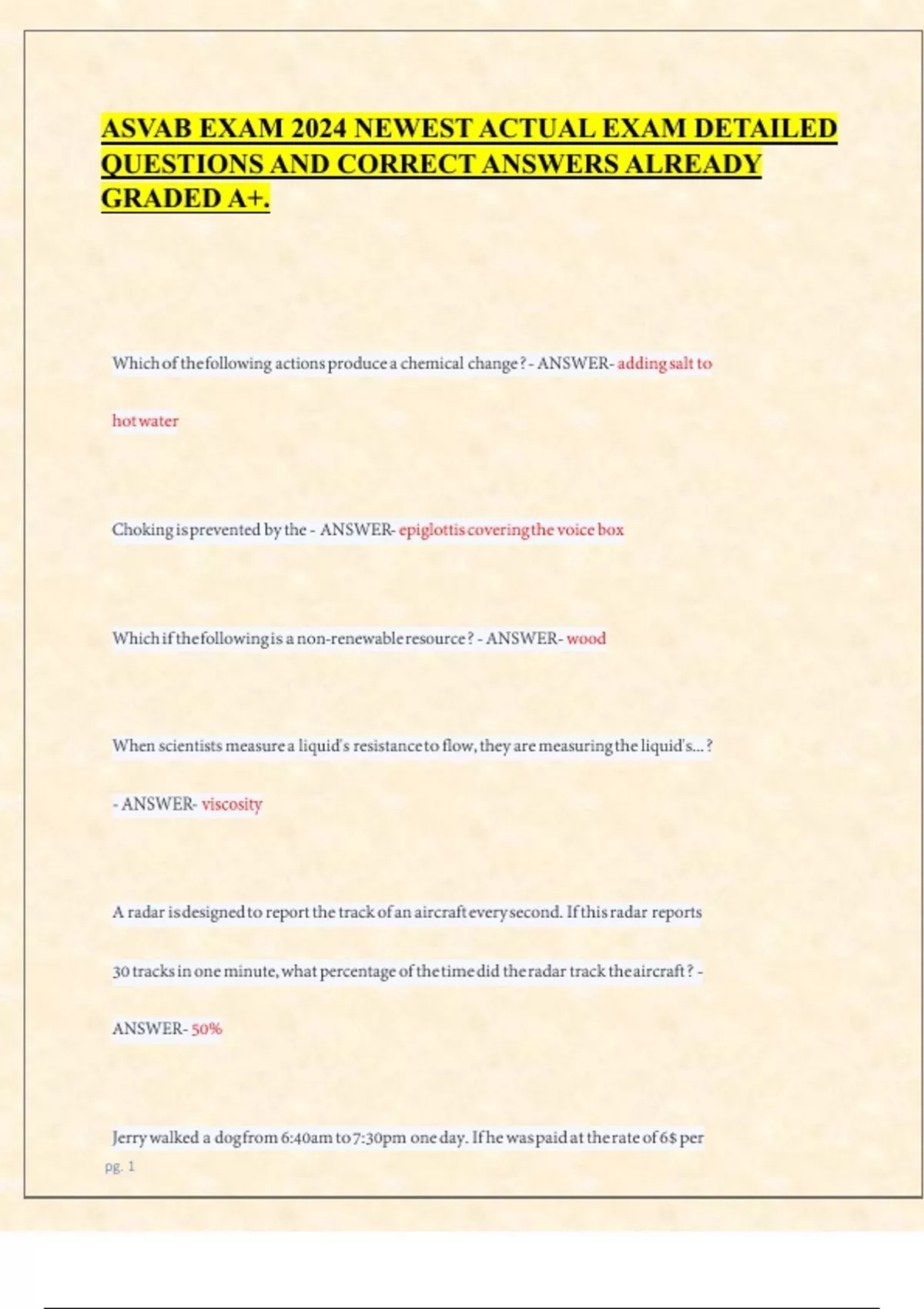 REAL ASVAB EXAMS/FILES QUESTIONS WITH CORRECT VERIFIED ANSWERS LATEST ...