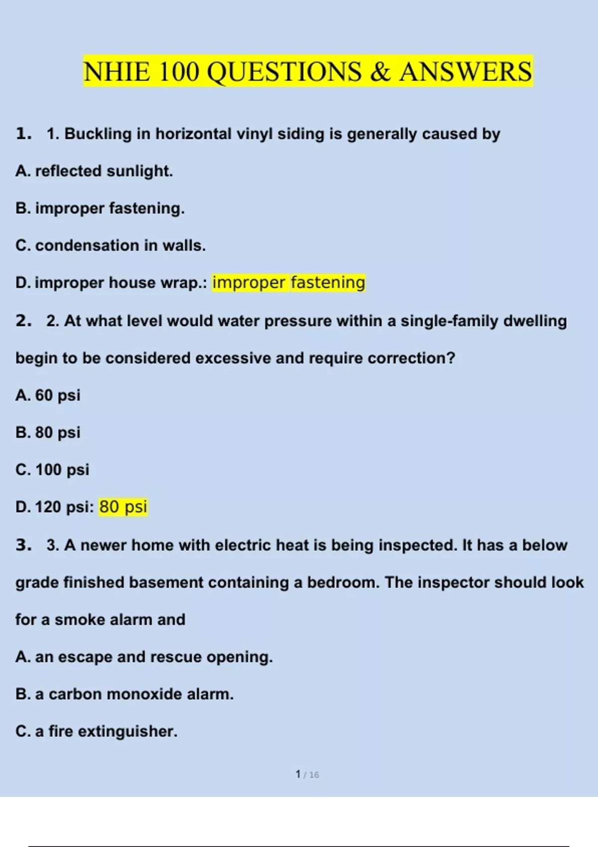 NHIE 100 Questions and Answers (2024 / 2025) (Verified Answers) - Nhie ...