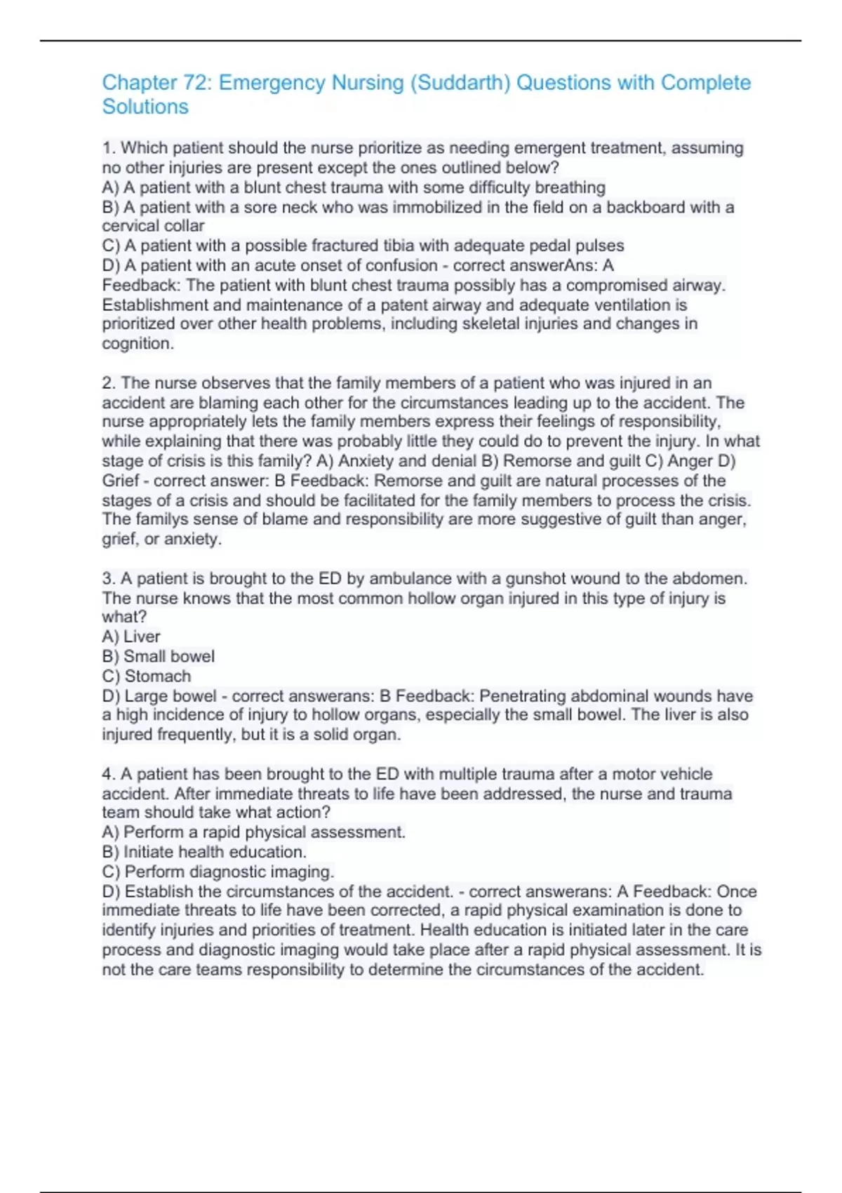 Nursing 101 Fundamentals of Nursing Practice Exam 1, Part 1 - Nursing ...