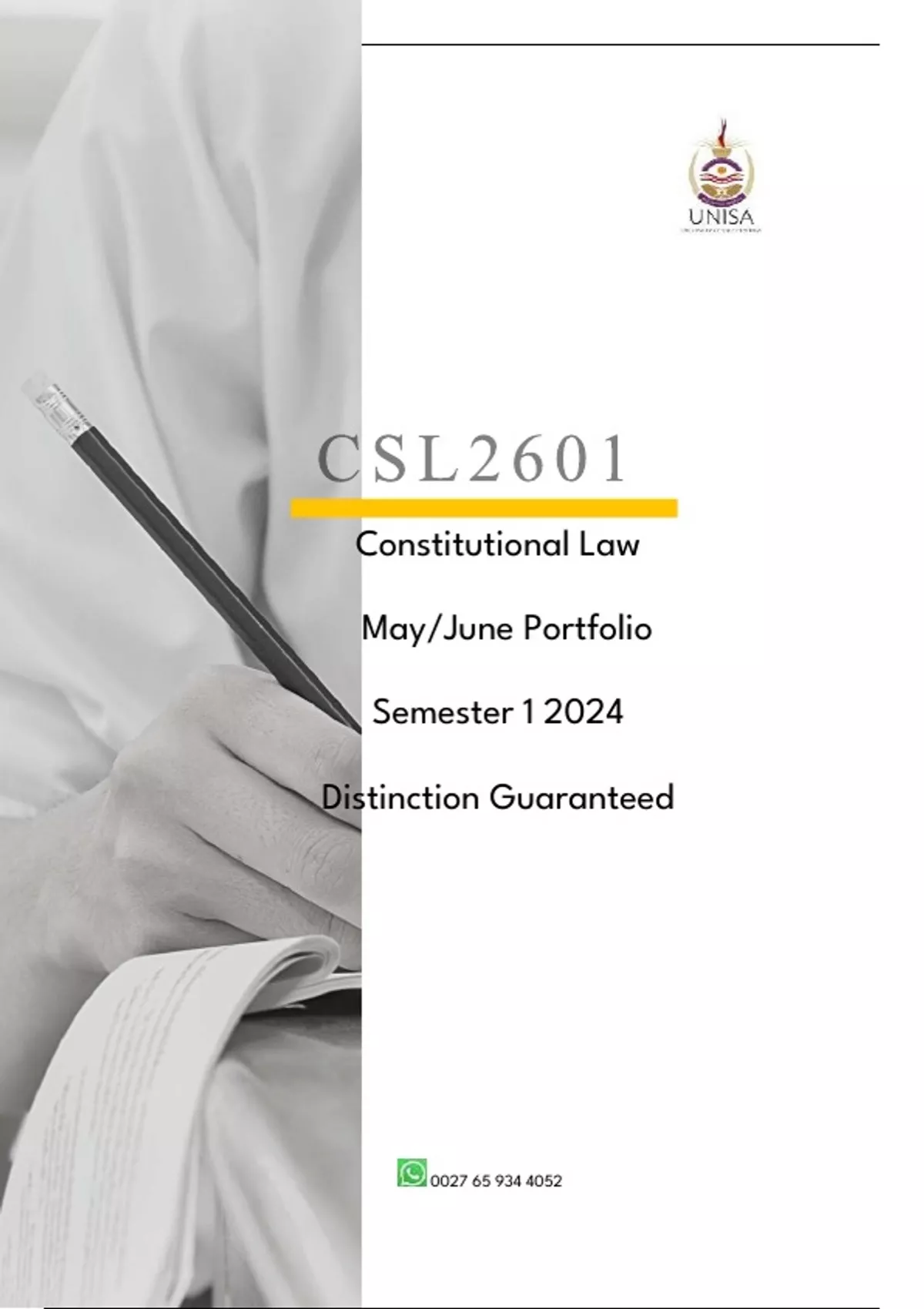 CSL2601 May/June Exam Answers Semester 1 2024 - Constitutional Law ...