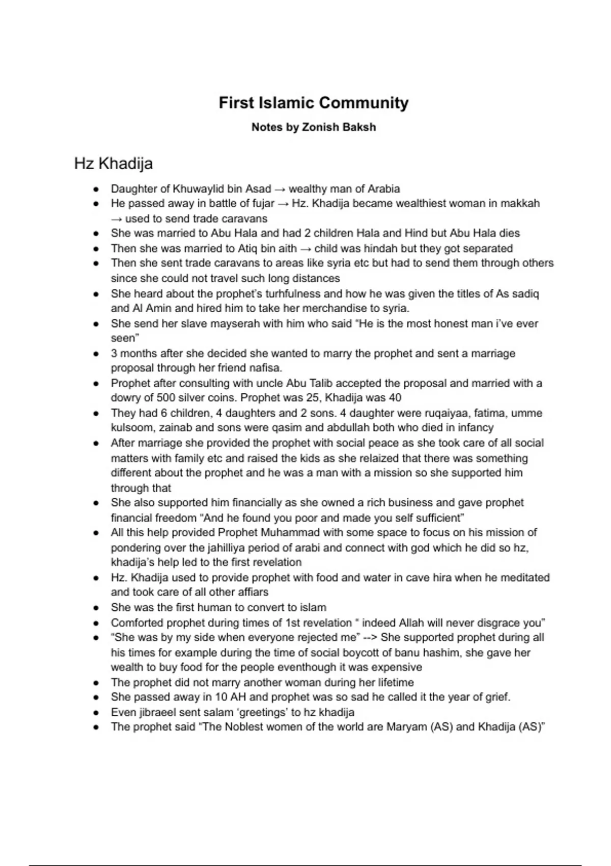 O LEVEL/IGCSE Easy Islamiyat notes - Islamiyat - Stuvia US