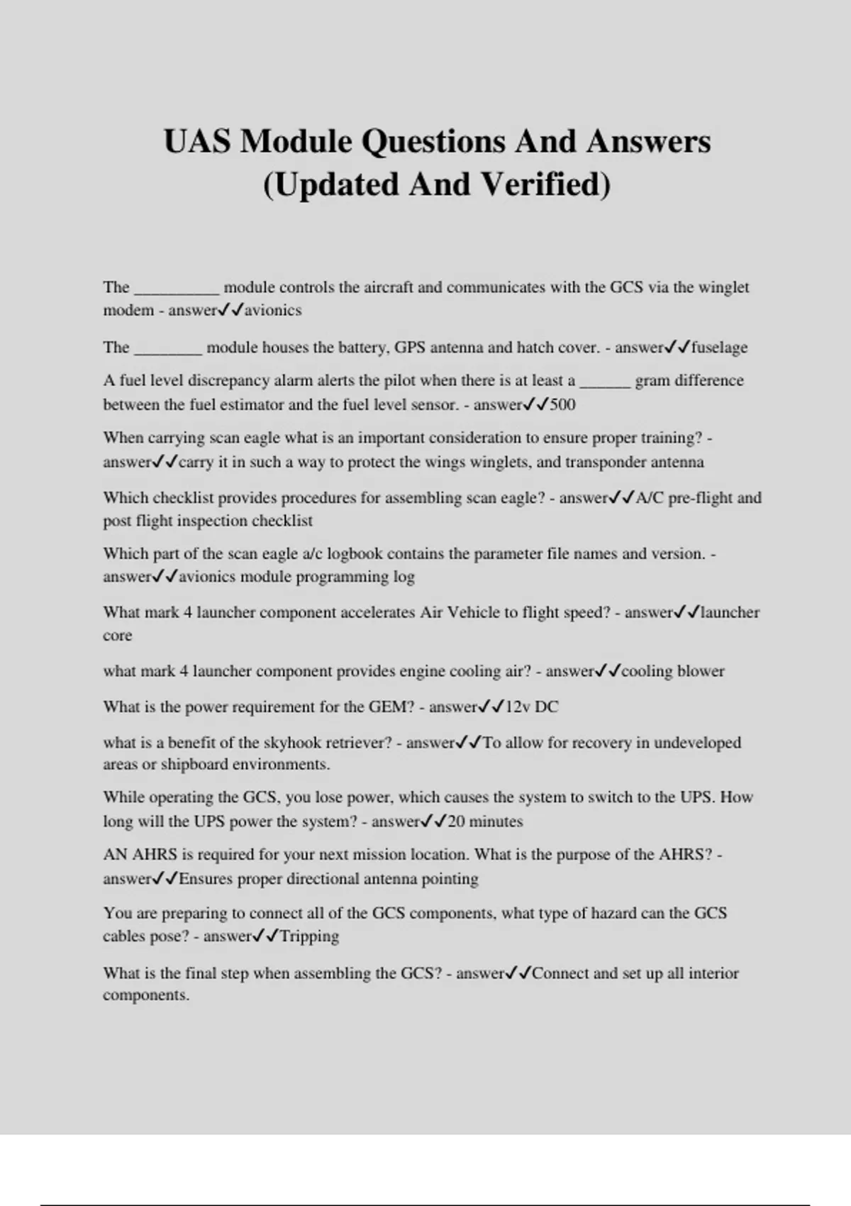 UAS Module Questions And Answers (Updated And Verified) - UAS - Stuvia US