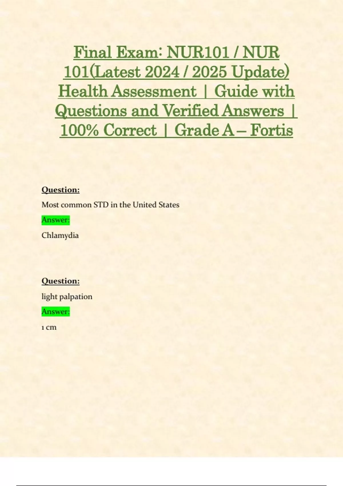 Final Exam: NUR101 / NUR 101 (Latest 2024 / 2025 Updates STUDY BUNDLE ...