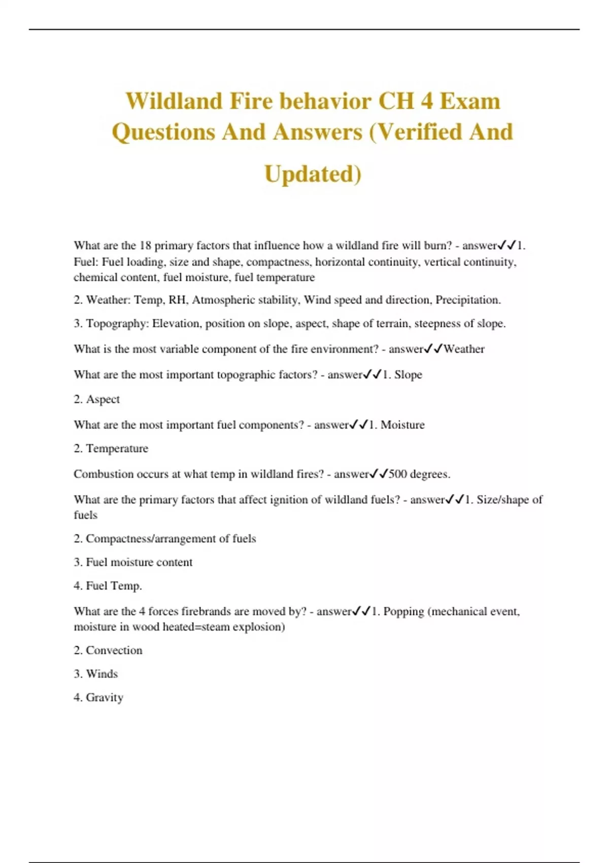 Wildland Fire WFG Exam Bundle With Complete Solutions. Verified And ...