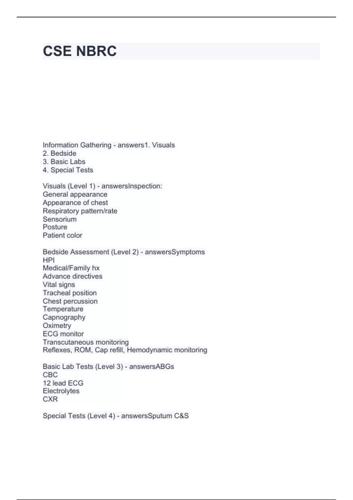 CSE NBRC questions with answers - Cse - Stuvia US