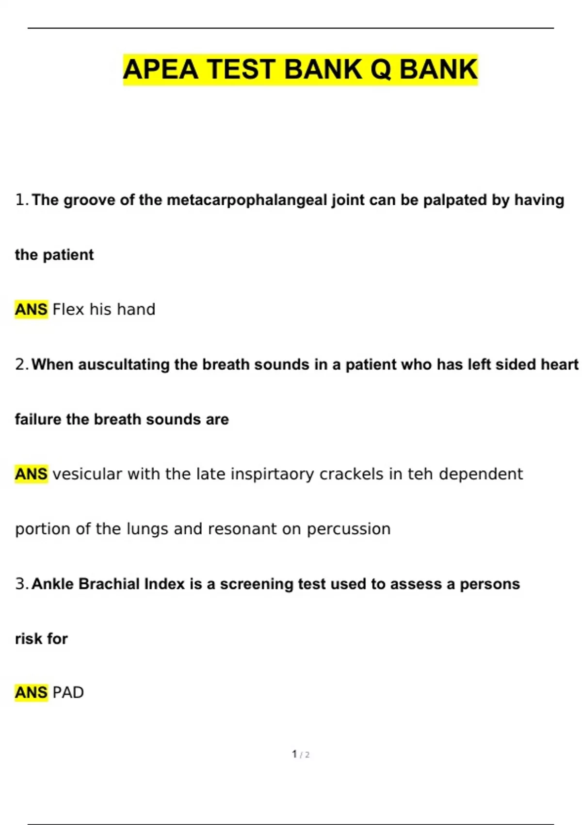 APEA BUNDLED EXAMS APEA 3P 2.0 APEA Practice Exam Questions and ...