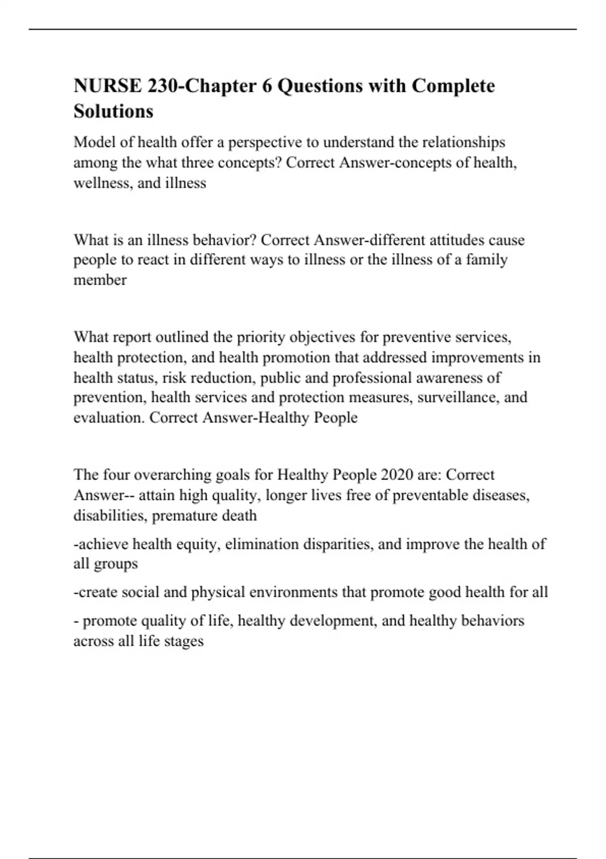 NURSE 230-Chapter 6 Questions with Complete Solutions - NURS 230 - Stuvia US