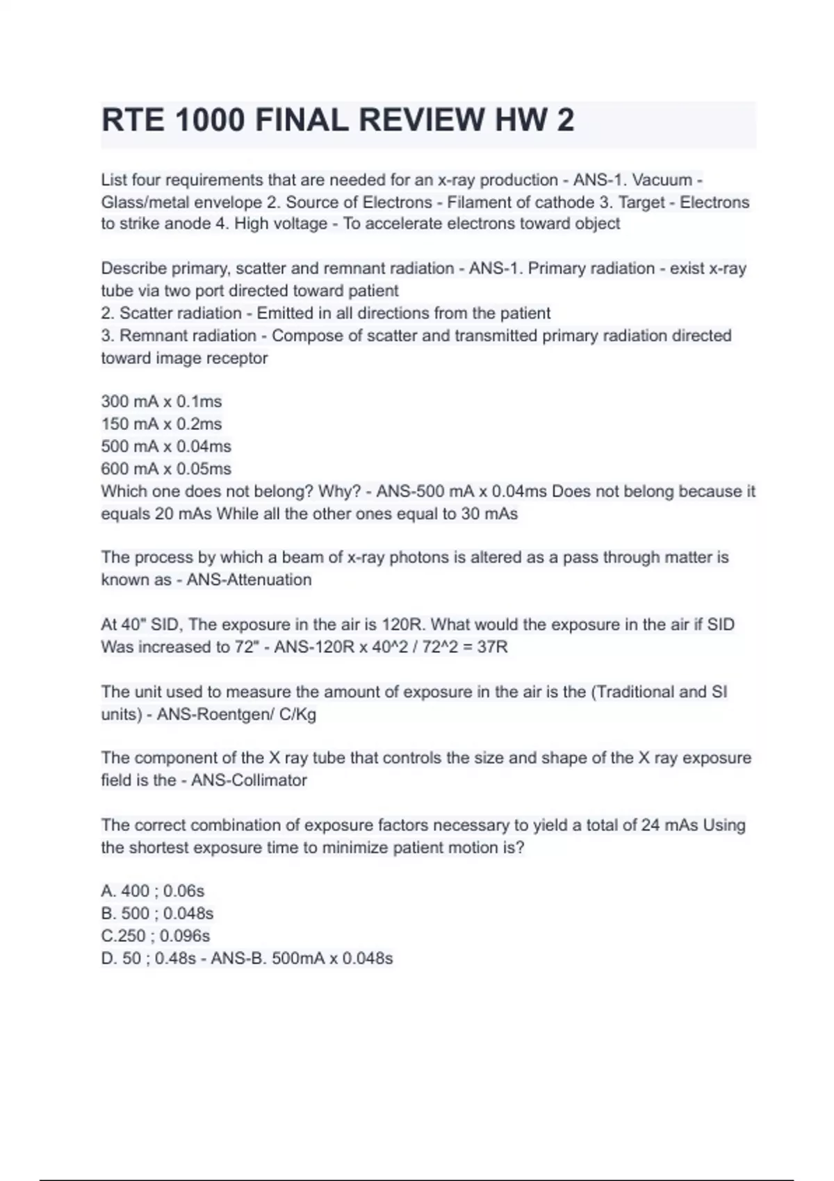 RTE 1000 FINAL REVIEW HW 2 with complete solution - RTE 1000 - Stuvia US