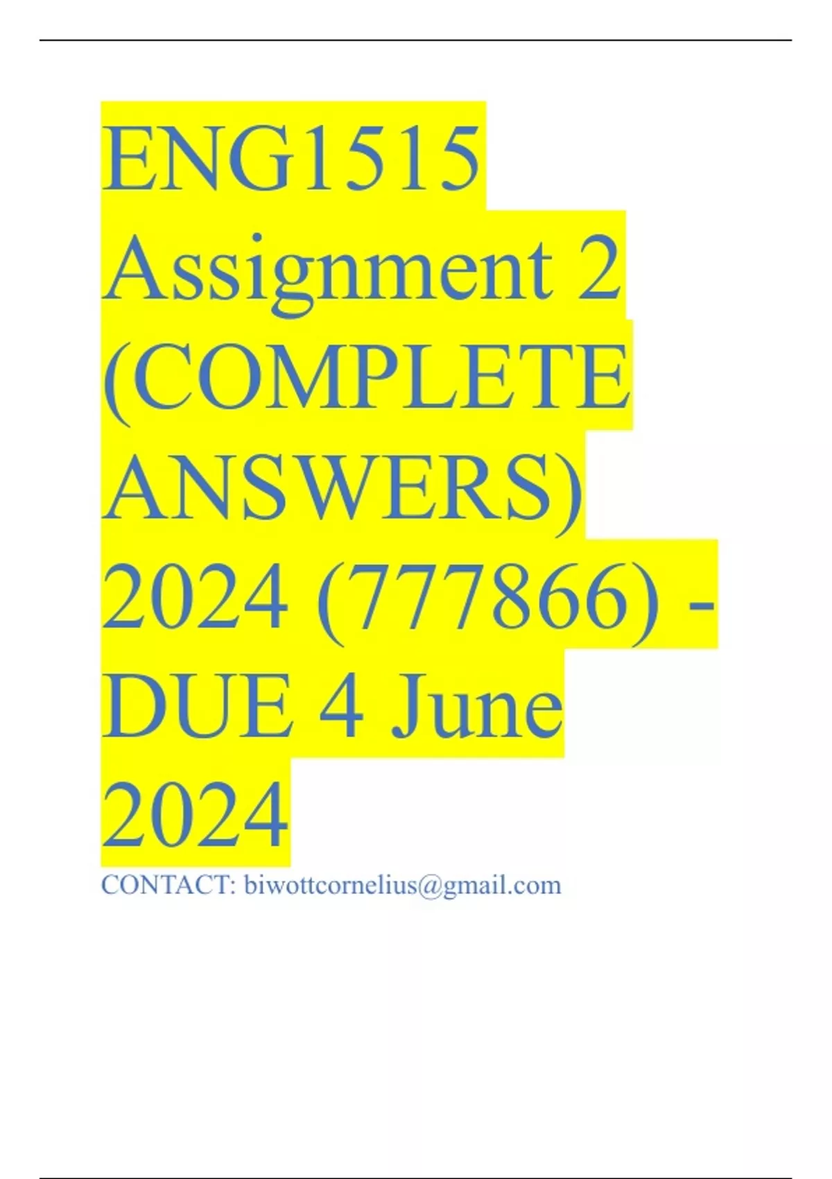ENG1515 Assignment 2 (COMPLETE ANSWERS) 2024 (777866) - DUE 4 June 2024 ...