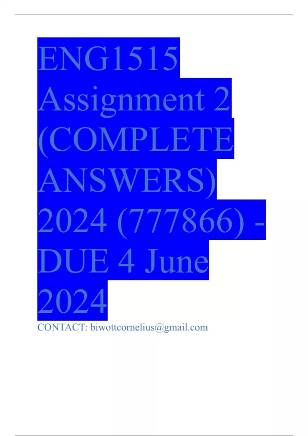 ENG1515 Assignment 2 (COMPLETE ANSWERS) 2024 (777866) - DUE 4 June 2024 ...
