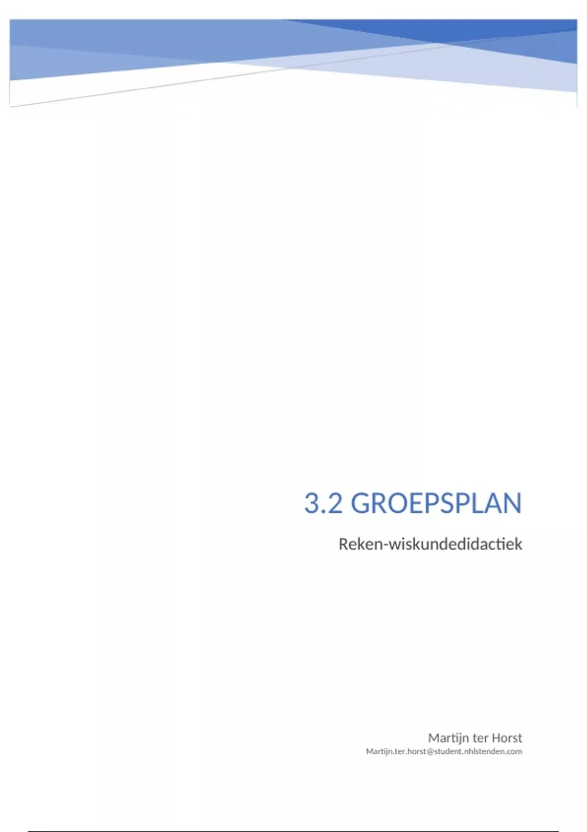 Groepsplan derde jaar pabo rekenen - Rekenen - Stuvia NL
