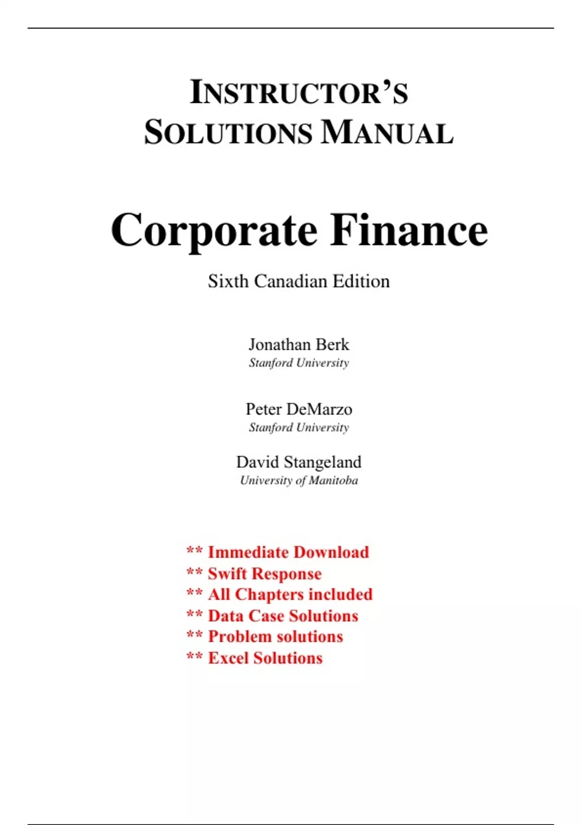 Solutions for Corporate Finance, Sixth Canadian Edition, 6th Edition ...