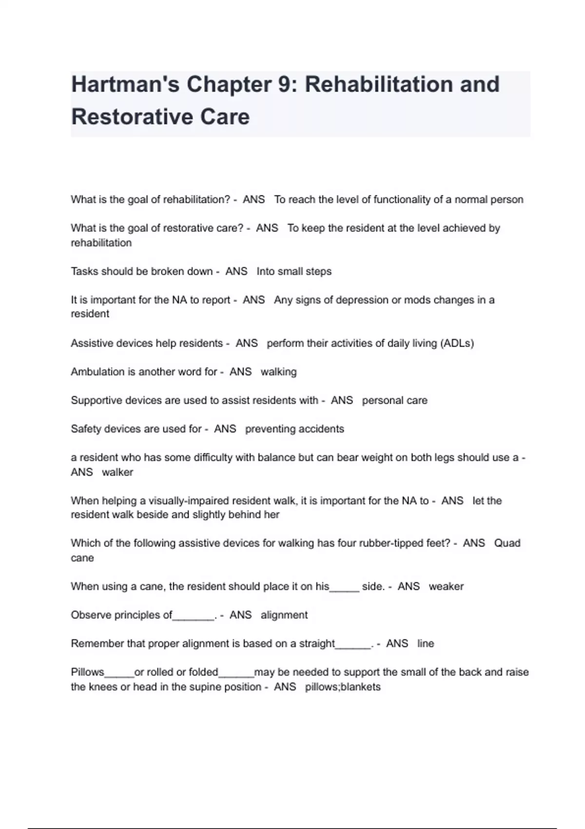 Hartman's Chapter 9: Rehabilitation and Restorative Care - HARTMAN\\\'S ...