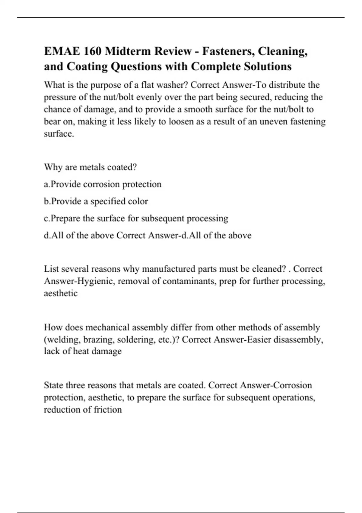 EMAE 160 TESTS COMPILATION BUNDLE - Stuvia US