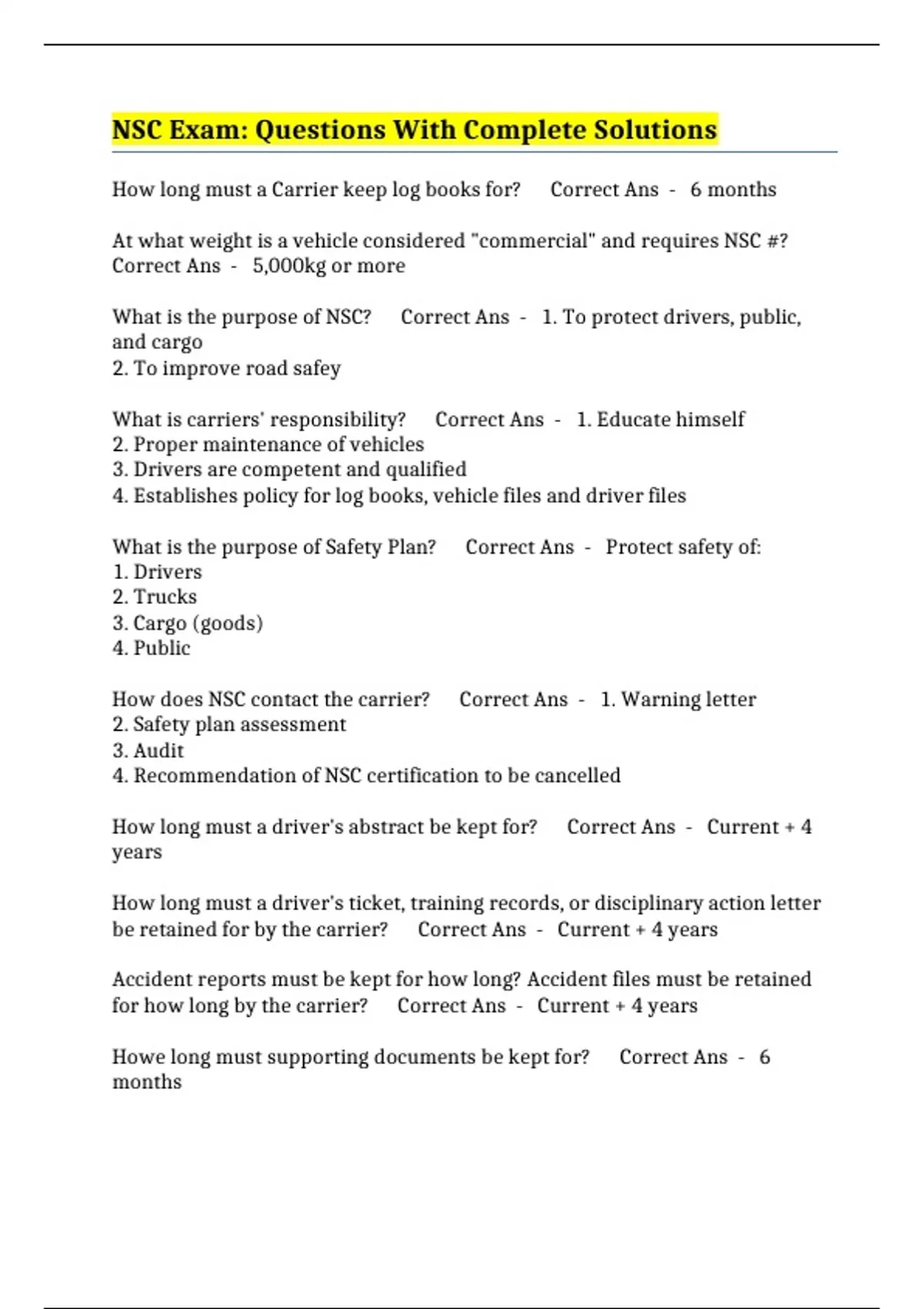 NSC Exam: Questions With Complete Solutions - National Security Council ...