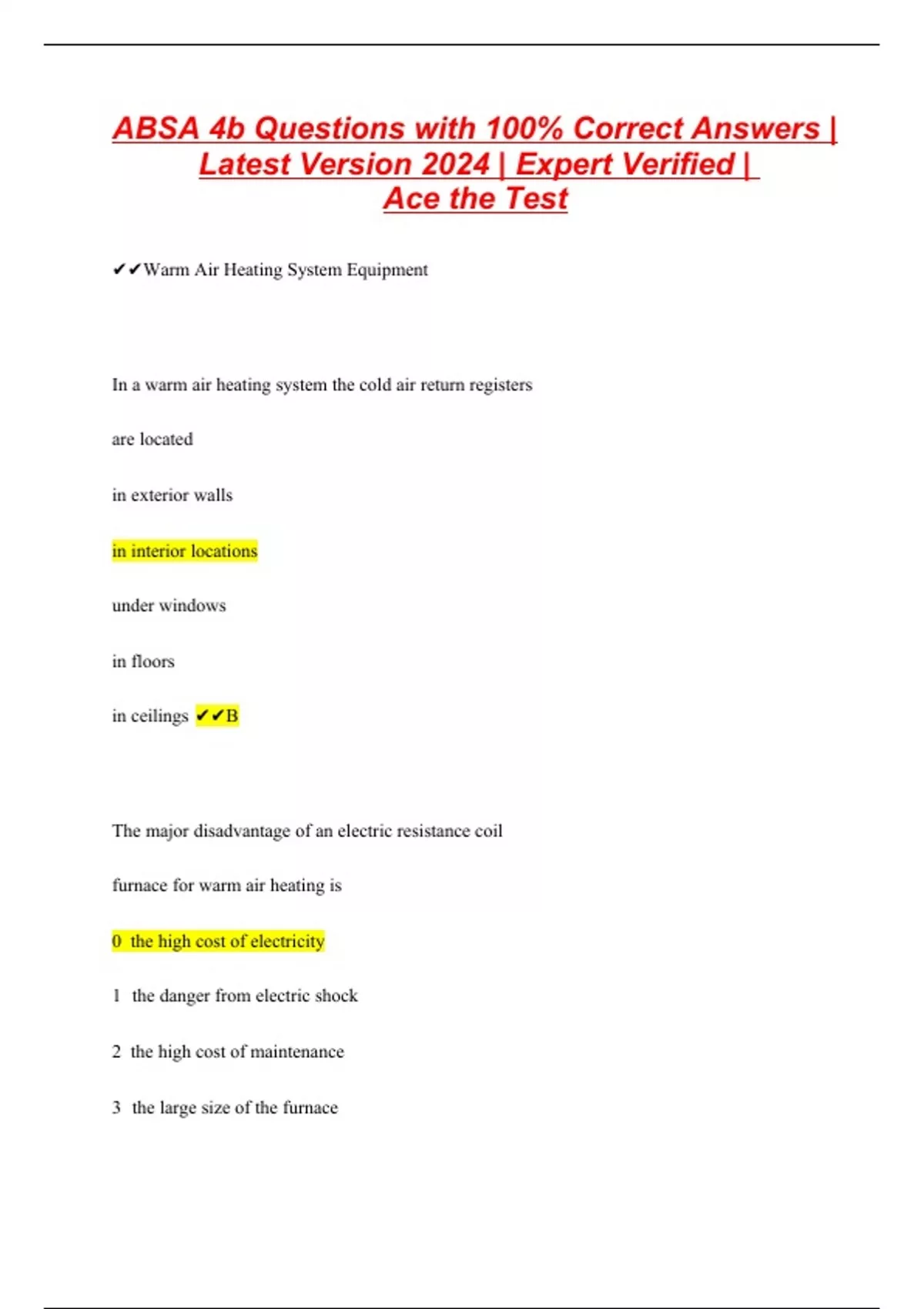 ABSA 4b Questions with 100% Correct Answers | Latest Version 2024 ...