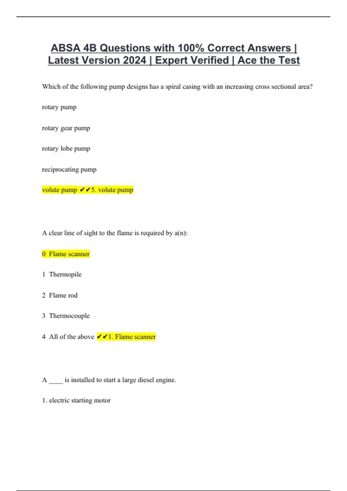 ABSA 4B Questions with 100% Correct Answers | Latest Version 2024 ...