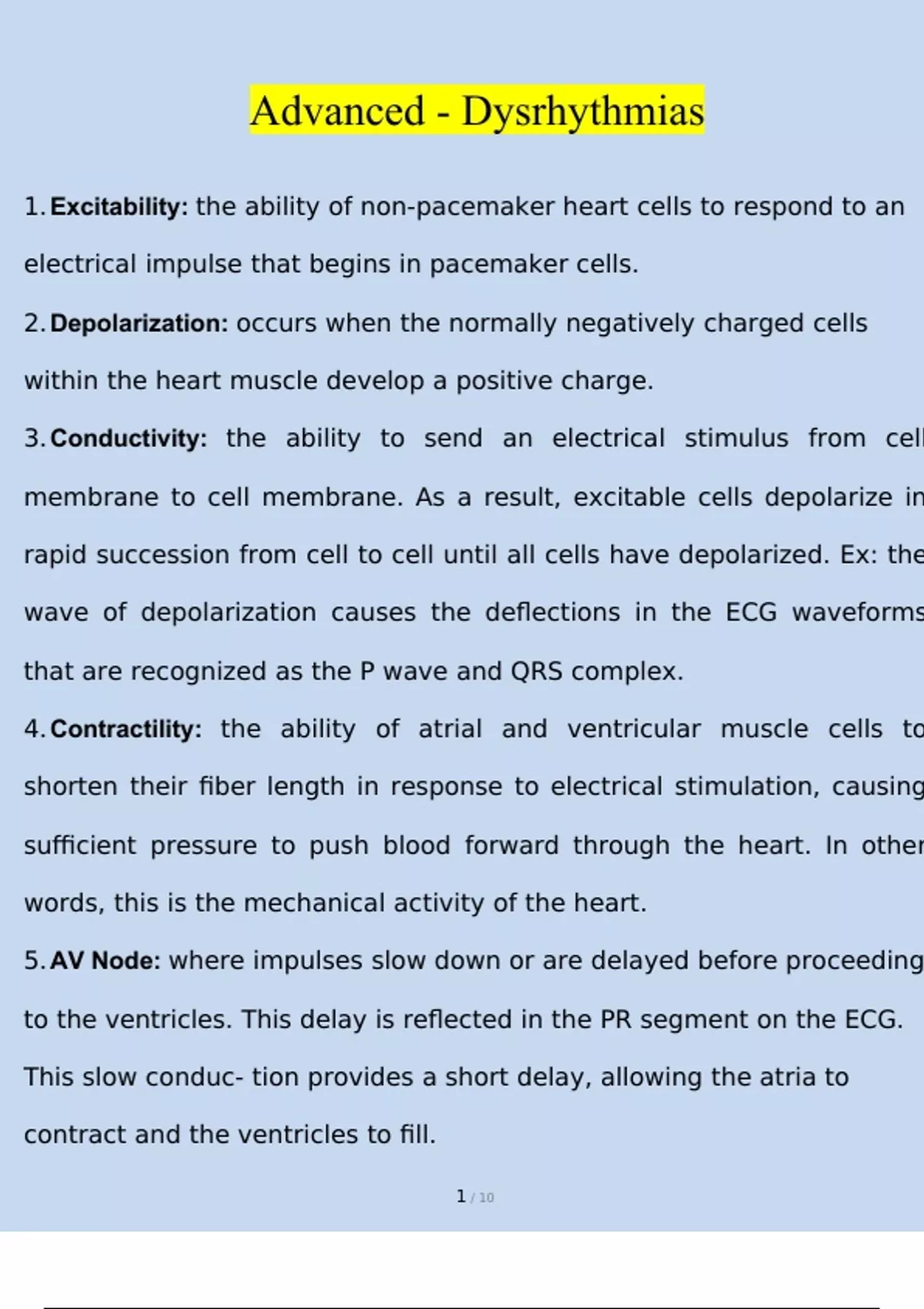 Advanced - Dysrhythmias Questions and Answers (2024 / 2025) (Verified ...