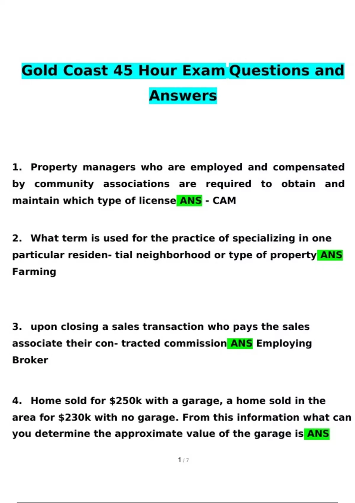 Gold Coast 45 Hour Exam Questions and Answers 2024 / 2025 | 100% ...