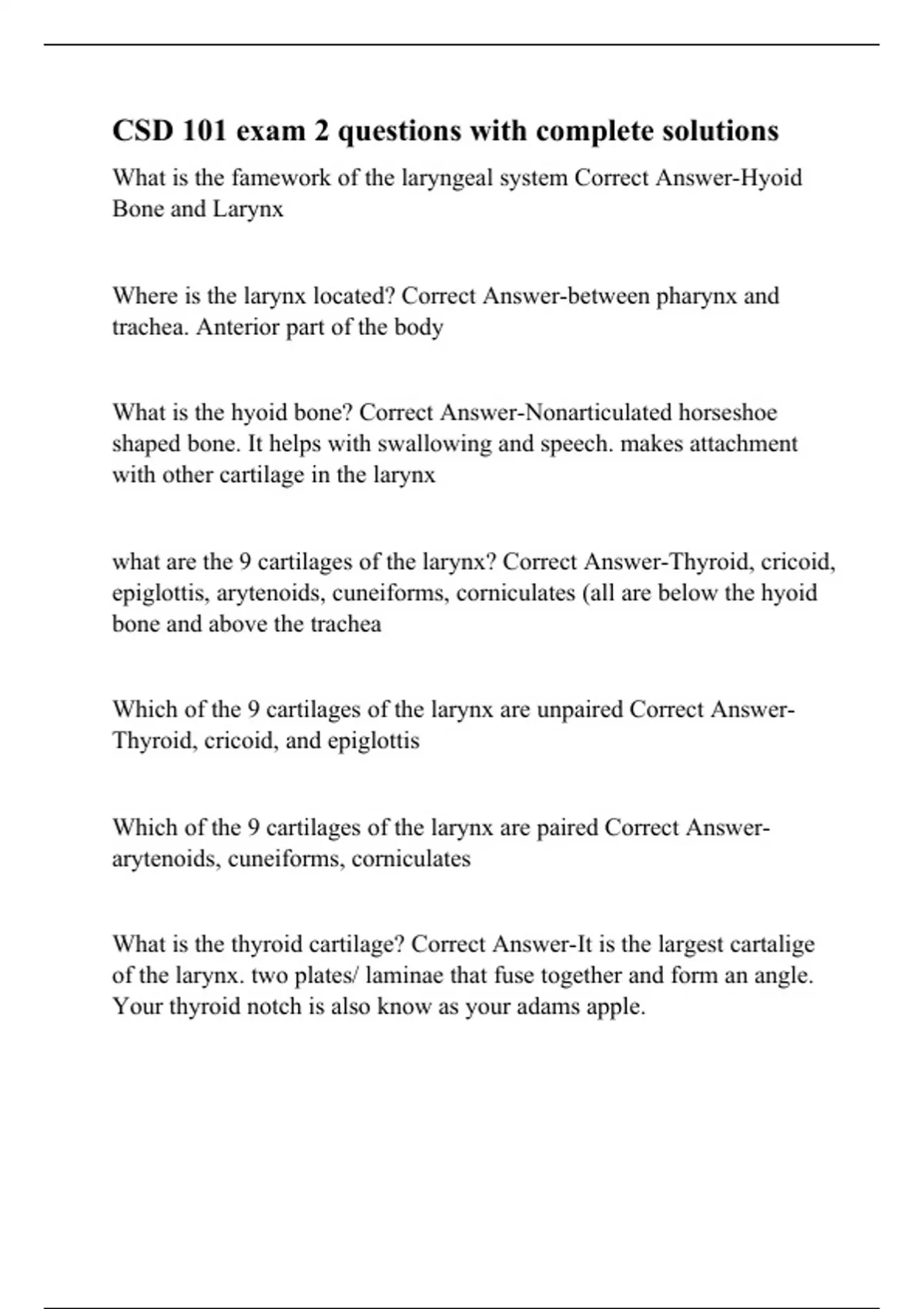 CSD 101 exam 2 questions with complete solutions - CDS 101 - Stuvia US