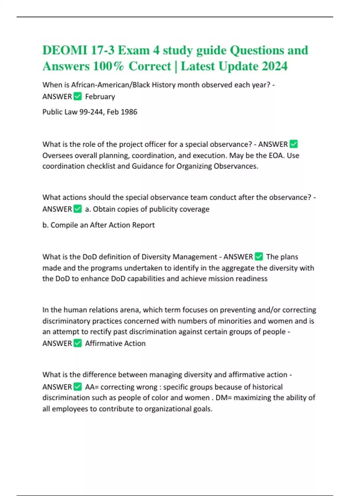 DEOMI 17-3 Exam 4 study guide Questions and Answers 100% Correct ...