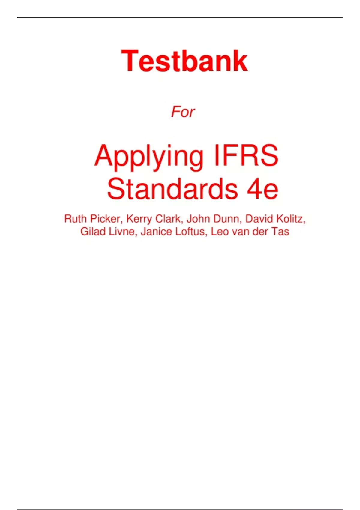 Test Bank for Applying IFRS Standards 4th Edition By Ruth Picker Kerry ...
