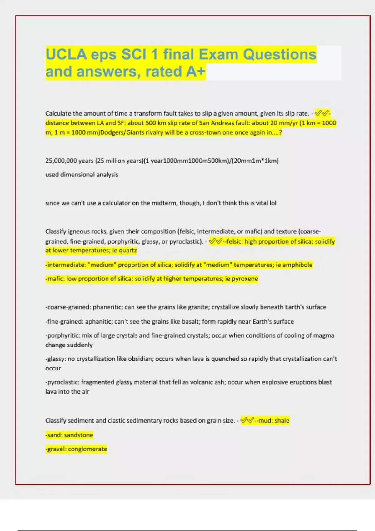 UCLA eps SCI 1 final Exam Questions and answers, rated A+| latest ...