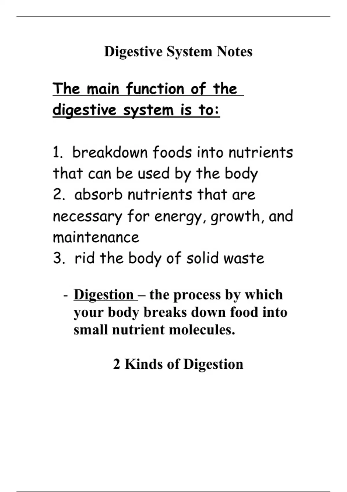 Digestive System Notes with complete solution - Nursingtest - Stuvia US