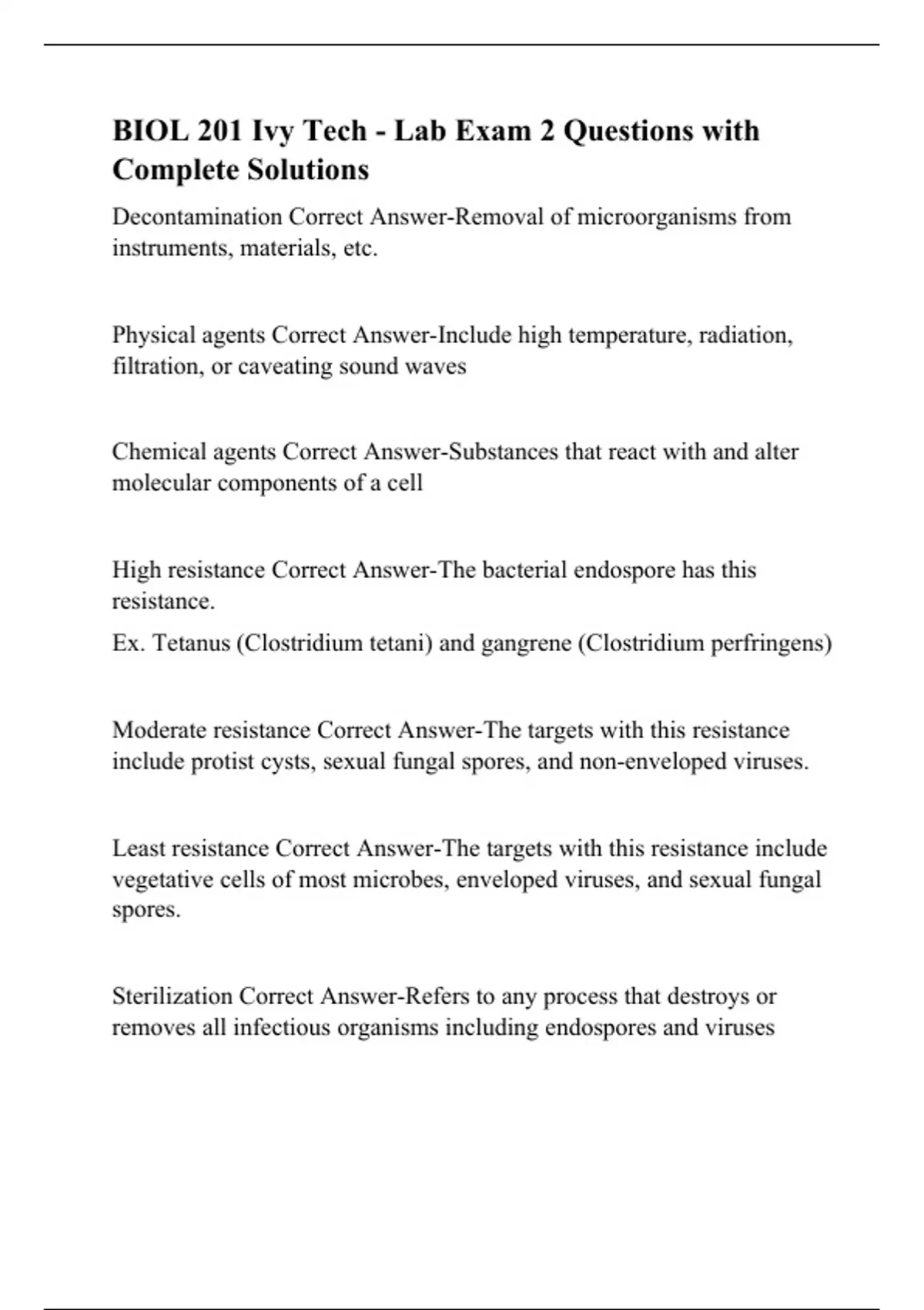 BIOL 201 Ivy Tech - Lab Exam 2 Questions with Complete Solutions - BIOL ...