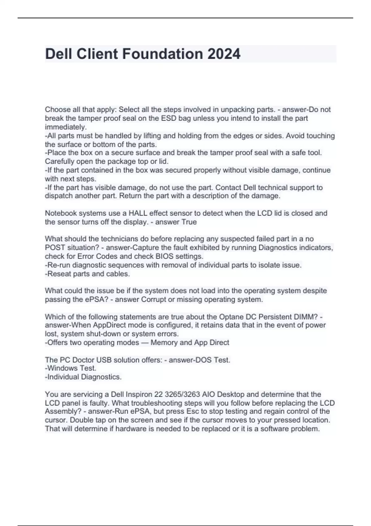 Dell Client Foundation 2024 Questions with solutions - Dell Client ...