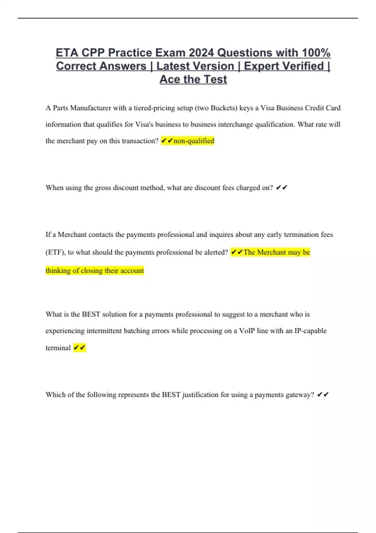 Eta Cpp Practice Exam 2024 Questions With 100 Correct Answers Latest Version Expert