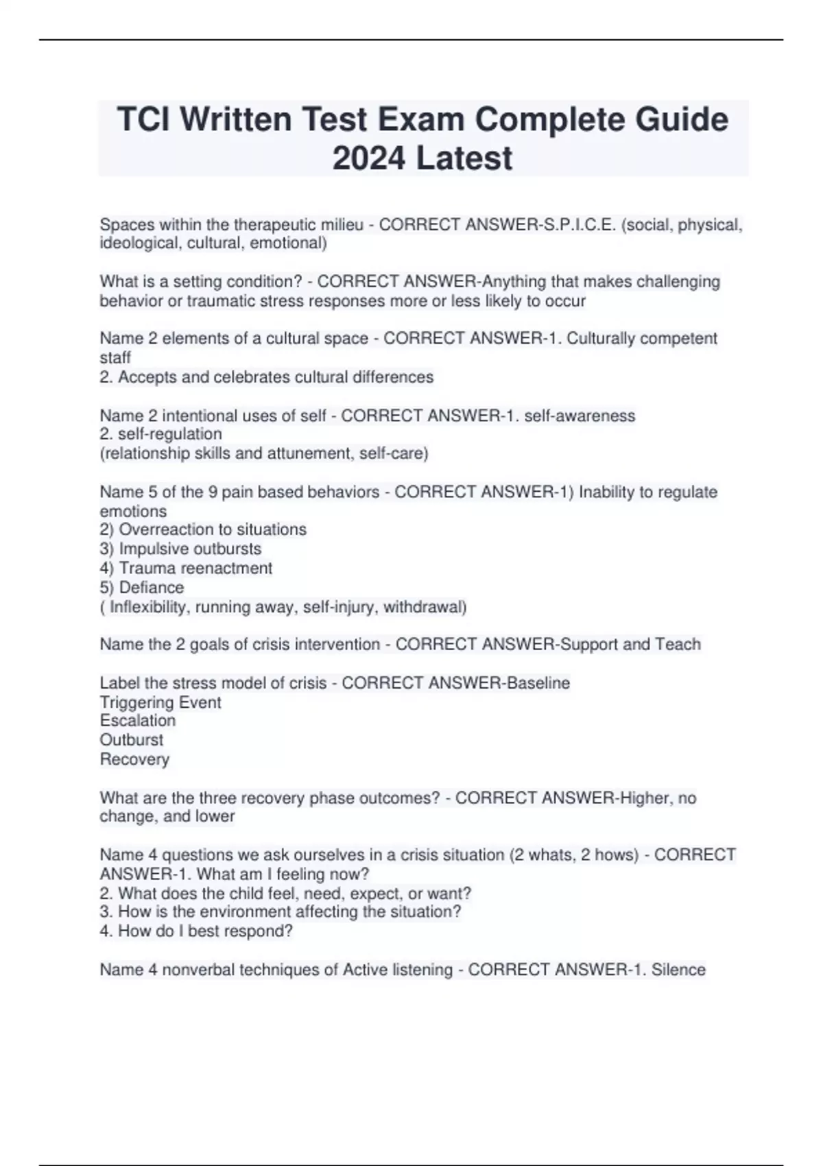 TCI Written Test Exam Complete Guide 2024 Latest - Tci - Stuvia US