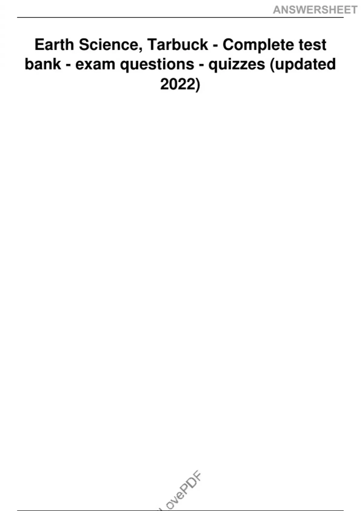 Test bank for earth science 14th edition by Tarbuck 14th Edition By ...