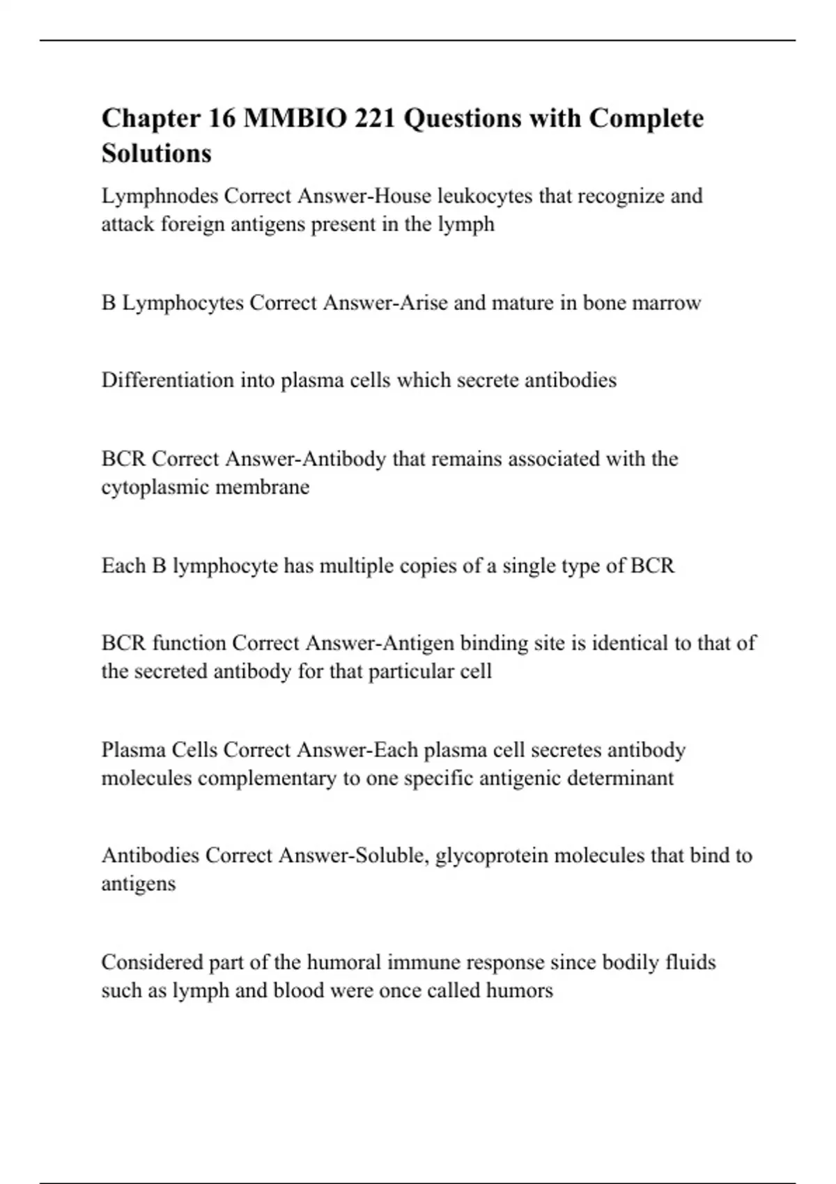 Chapter 16 MMBIO 221 Questions with Complete Solutions - MMBIO 221 - Stuvia US